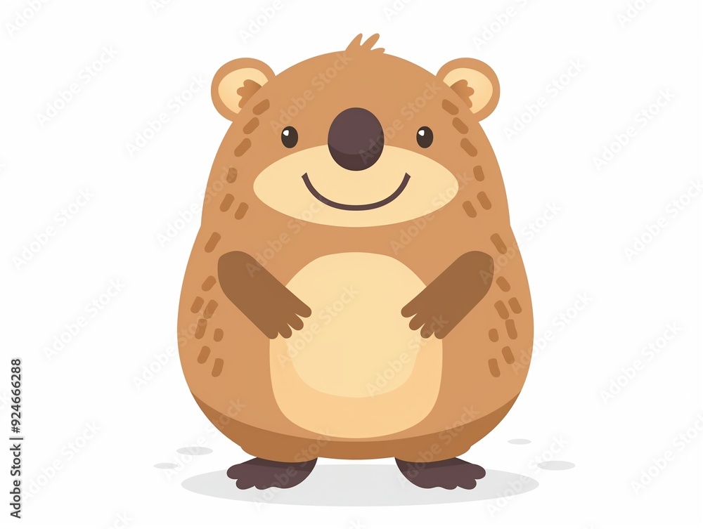 Cute wombat standing and smiling clipart, simple cartoon 2D, flat ...