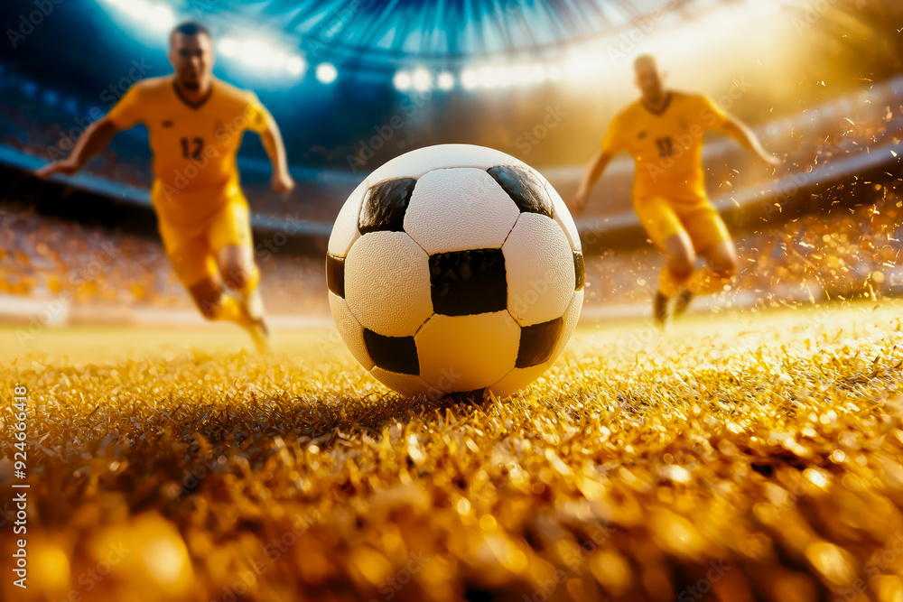 Dynamic soccer scene capturing the excitement of the game with players ...