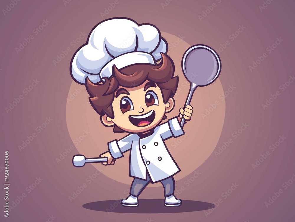 Kid as a master chef with a giant spoon, kitchen kingdom, culinary ...