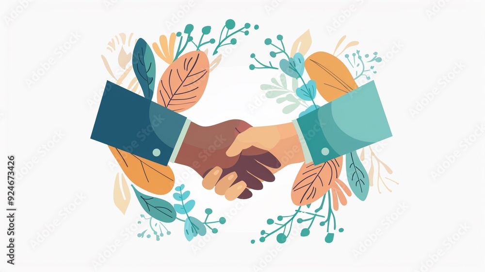 Successful negotiation handshake clipart, flat vector art, agreement ...