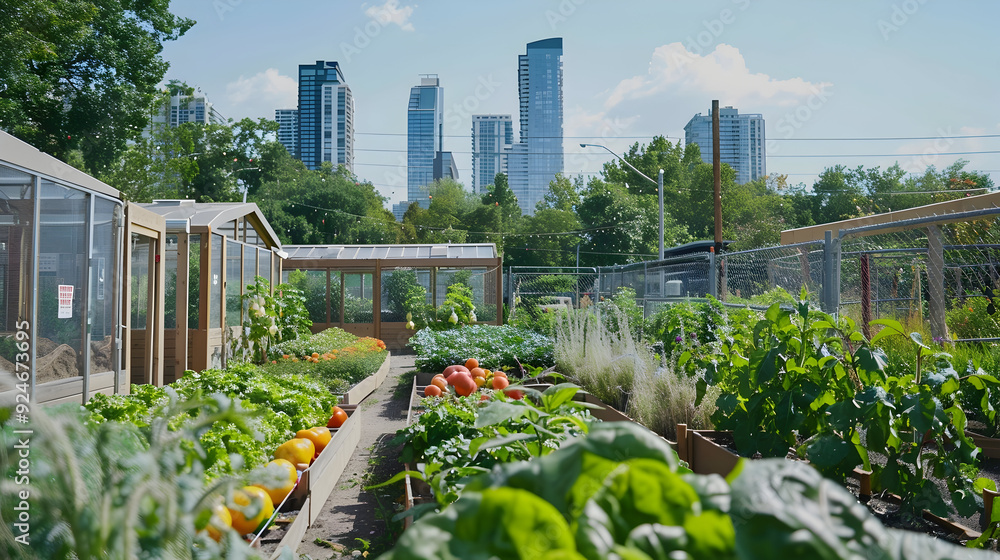 Urban Farming: Close-up of urban farms, community gardens, and rooftop ...