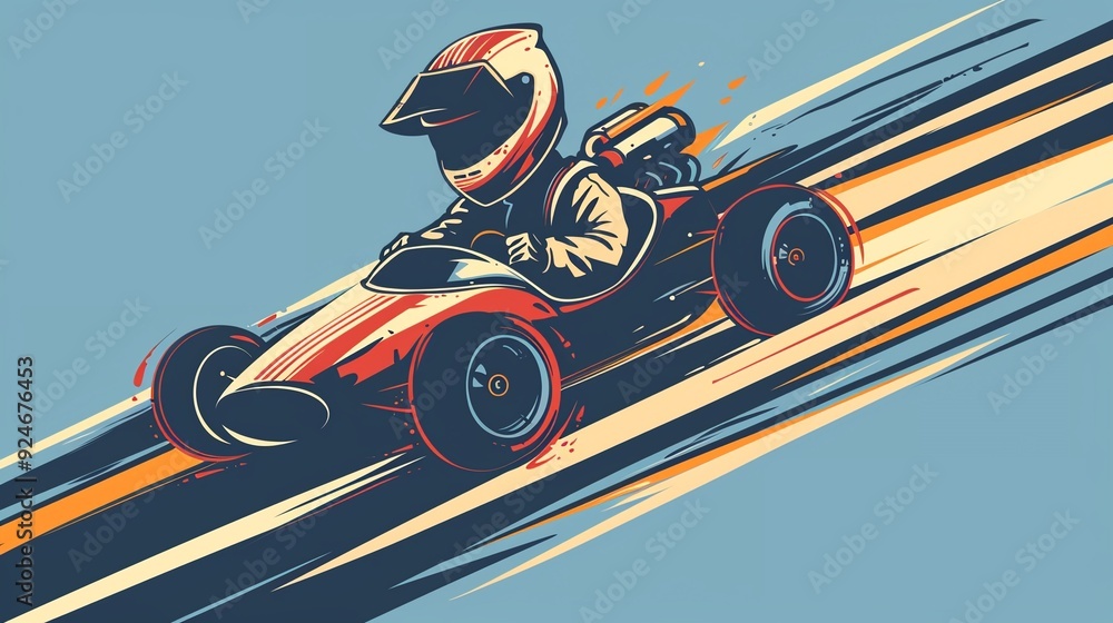 Child in a race car, speed lines, racing theme, vector logo, vector art ...