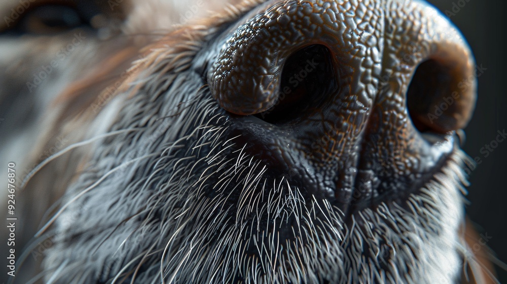 Ultra-realistic close-up of a dog is nose with detailed textures, ultra ...