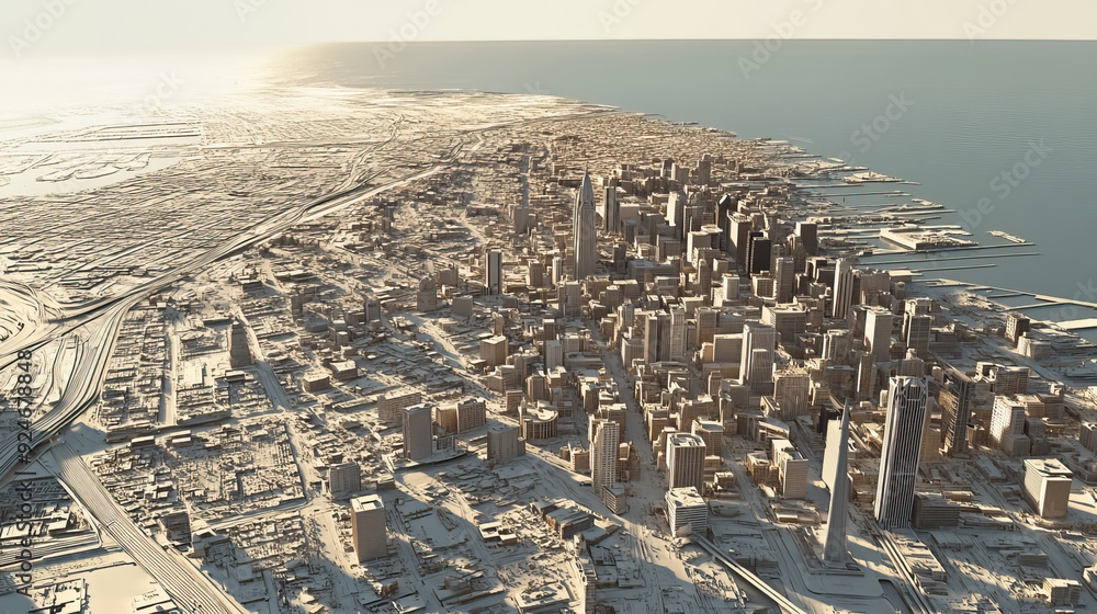 Technical aerial visual, 3D LiDAR GIS aerial map satellite scan model ...