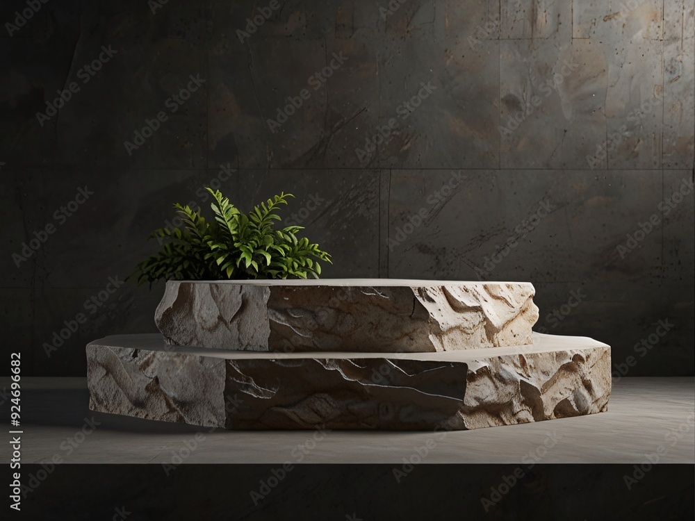 Rock platform podium product presentation background branding, identity ...