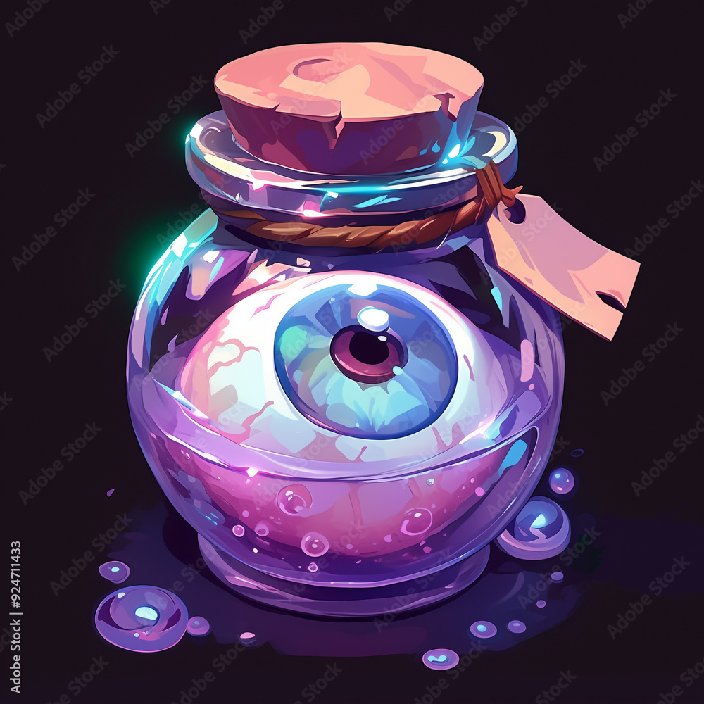 Mysterious Jar with a Single Glowing Eyeball, Surrounded by Ominous ...