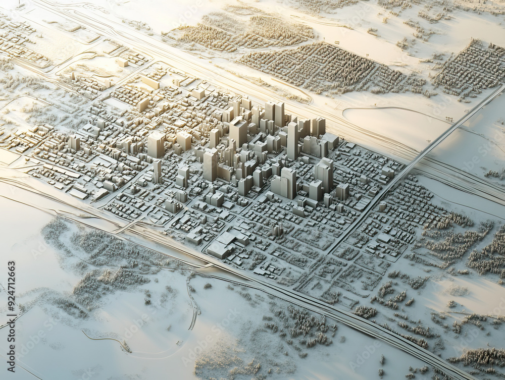 ภาพประกอบสต็อก Technical aerial visual, 3D LiDAR GIS aerial map ...