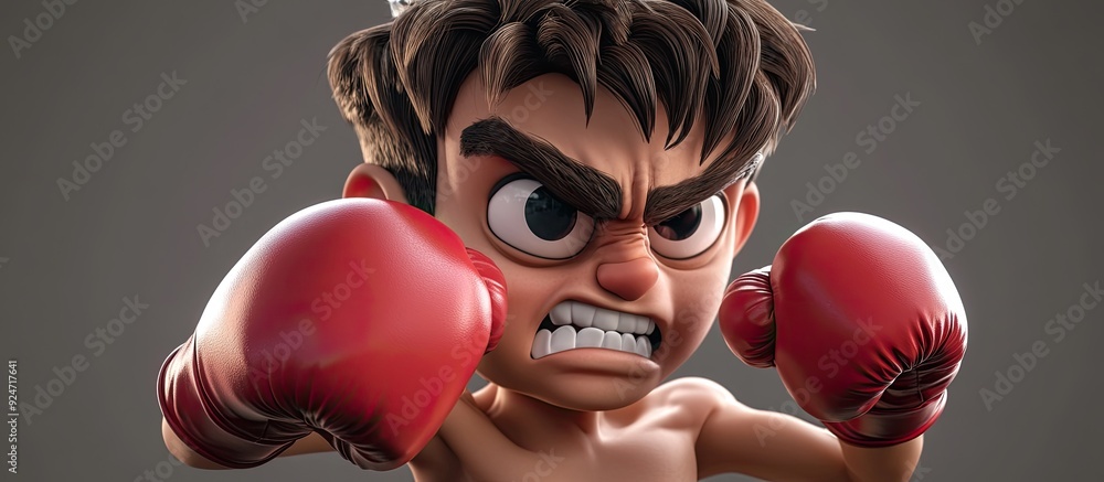 3D Cartoon of a Young Man with Diverse Features Isolated on a Grey ...