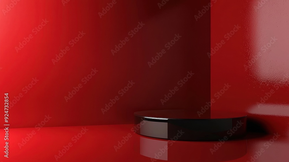 Ruby Red Elegance, a striking display in an empty room featuring a ...