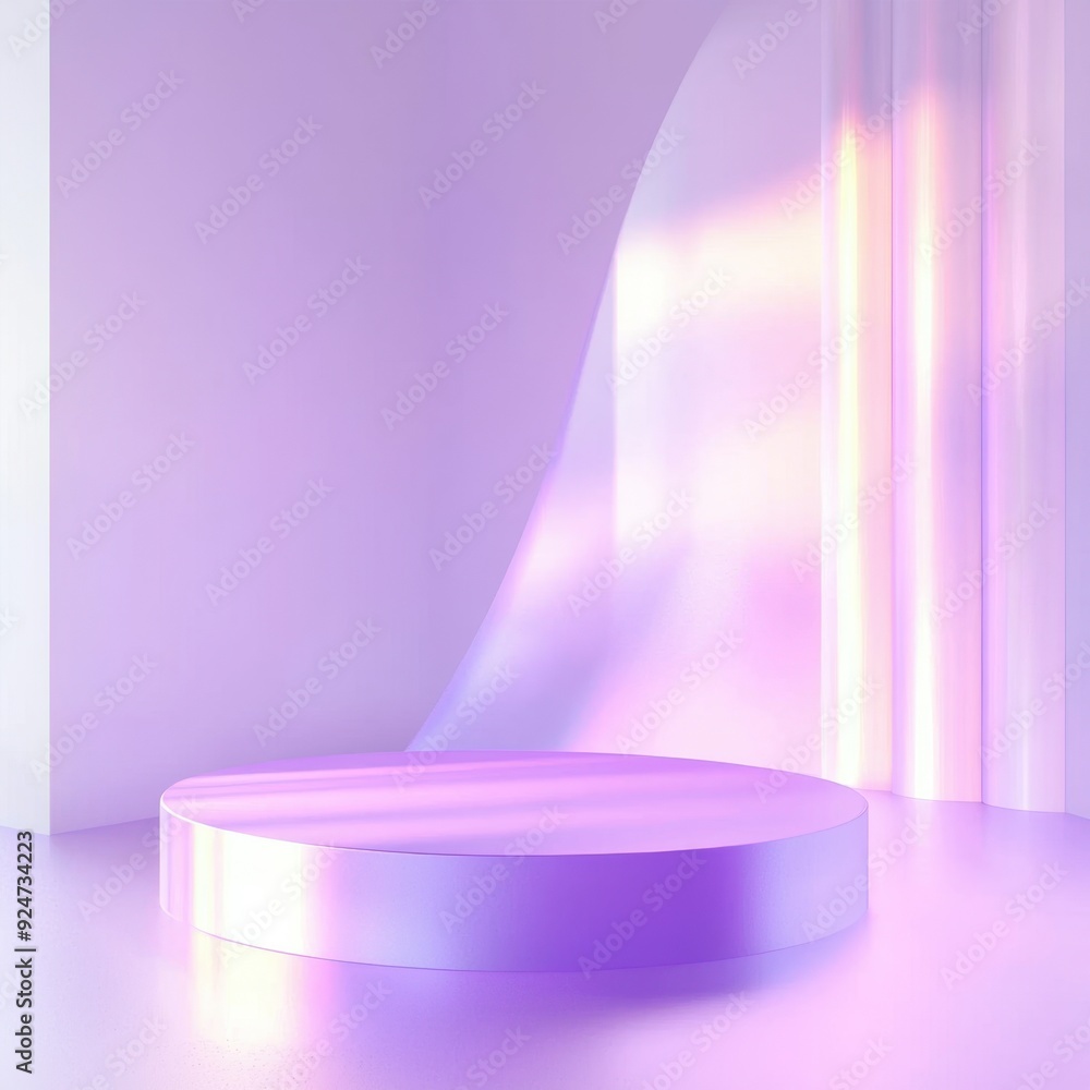 Soft Violet Fantasy Display, an empty room corner showcases a cosmetic ...