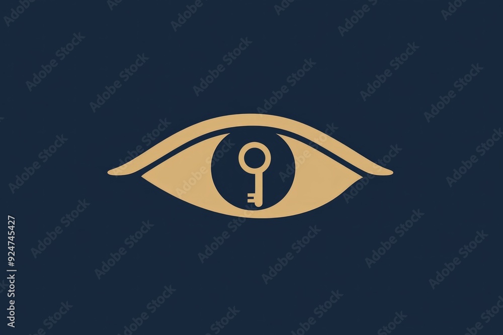 A minimalist icon of an eye with a key as the iris, symbolizing secure ...
