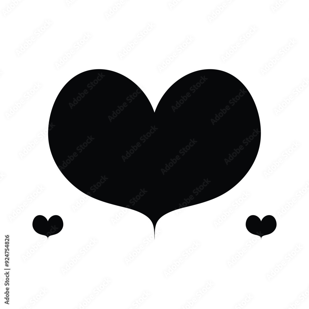 Black Heart with Two Small Hearts on Sides and One Large Heart in the ...
