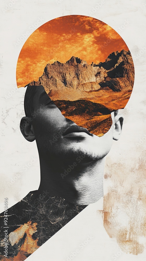 Simple yet striking minimal collage featuring human forms and natural ...