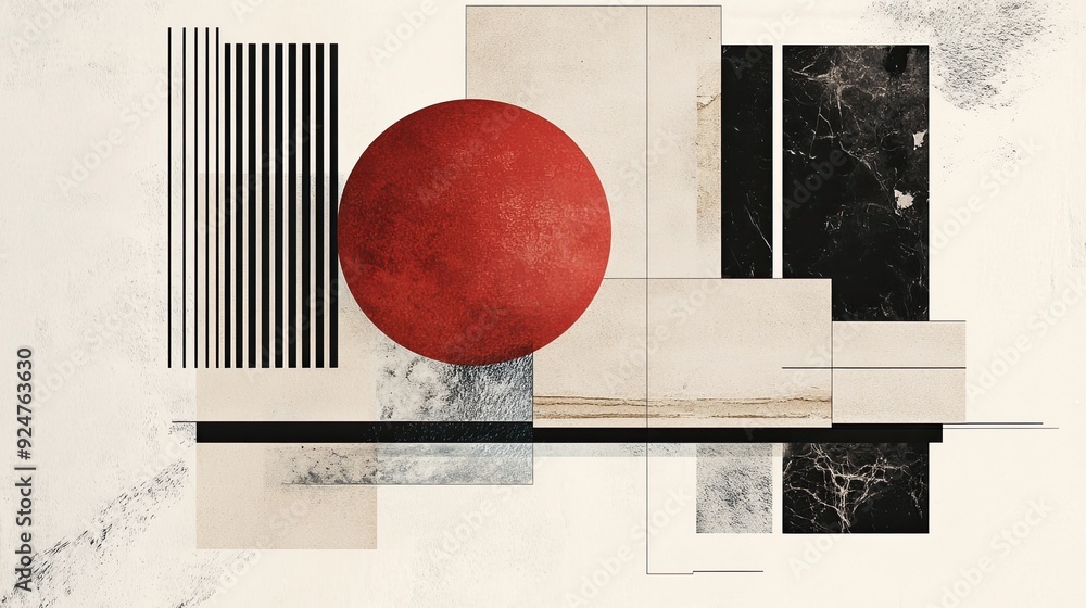 Elegant minimal collage of layered shapes and textures visual depth ...