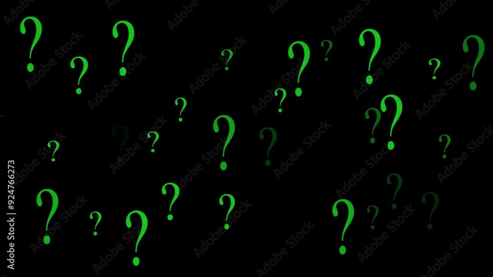 green question mark symbol animation with black screen background ...