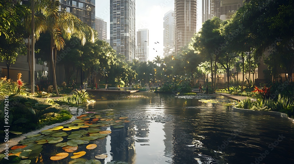 Digital urban conservation center with AI-managed green spaces and ...