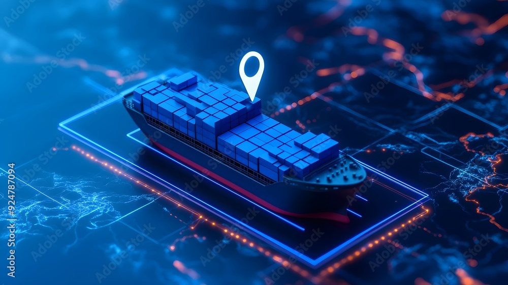 Digital representation of cargo ship navigation with GPS signal ...