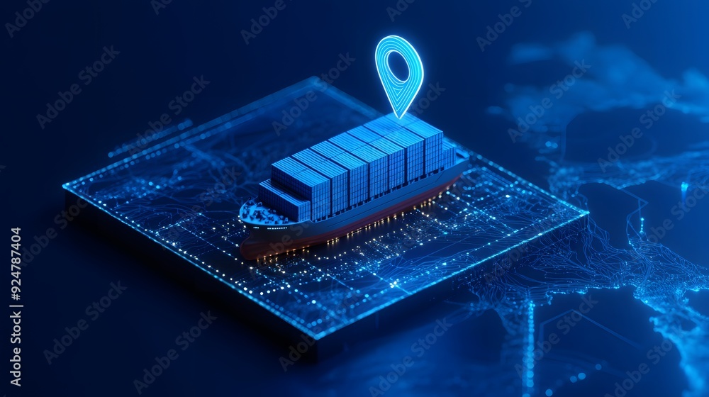 Digital representation of cargo tracking system featuring a freight ...