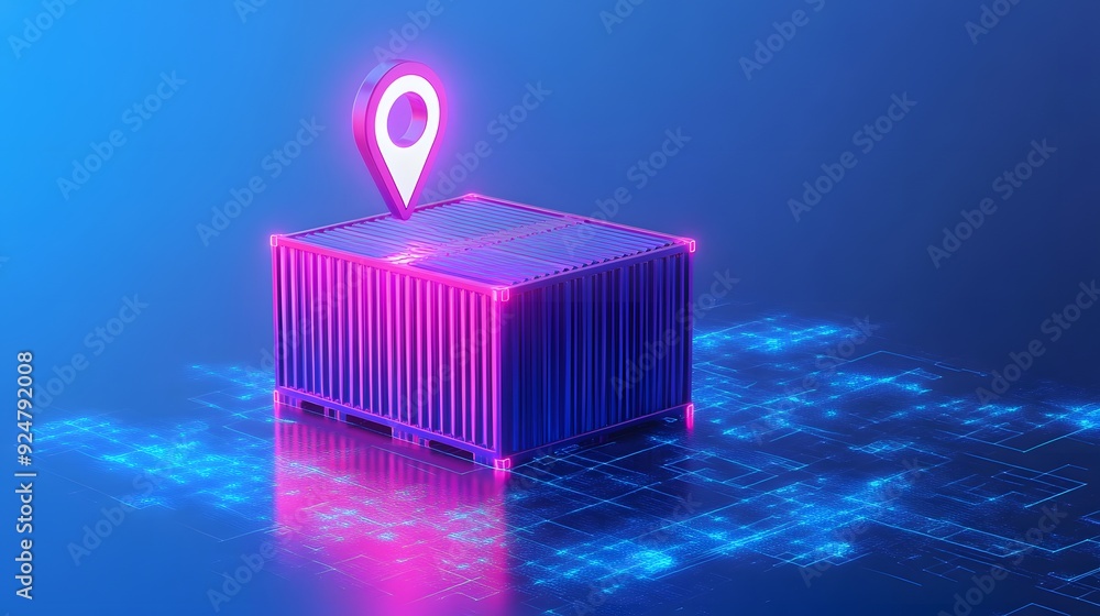 Futuristic concept of smart shipping container with digital tracking ...