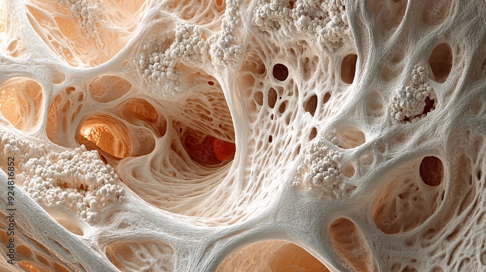 A close-up microscopic view of human skin cells in the epidermis layer ...