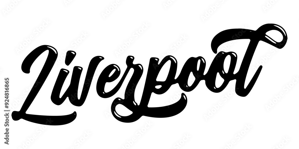 Liverpool city name written in street art-style liquid brush script ...