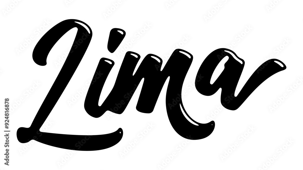 Lima city name written in street art-style liquid brush script ...