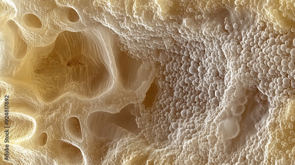 A close-up microscopic view of a human salivary gland, depicting its ...