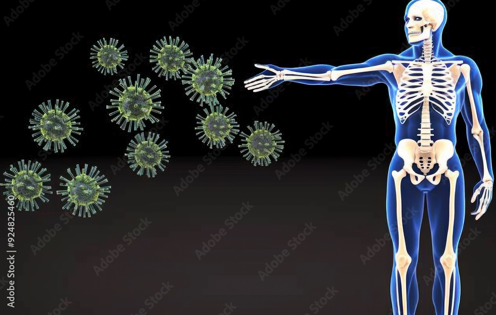 x ray of human skeleton rejecting 3d corona virus created with ...