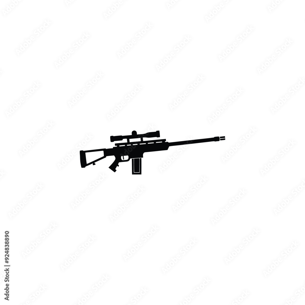 Vector illustration with directional barrett-m82 gun on the black ...