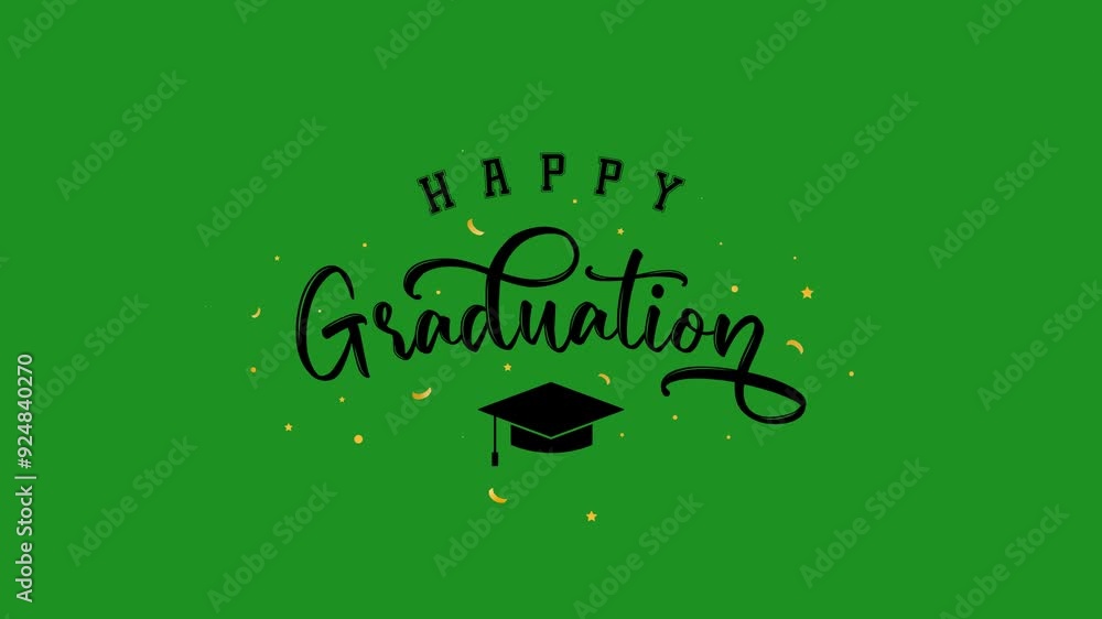 Happy Graduation text animation with black text on a Green background ...