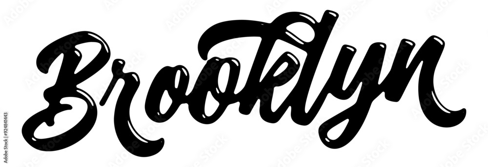 Brooklyn borough name written in street art-style liquid brush script lettering Stock Vector ...