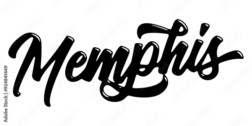 Memphis city name written in street art-style liquid brush script ...