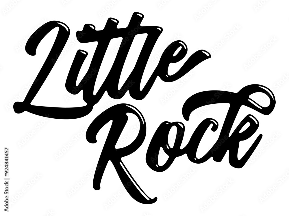 Little Rock city name written in street art-style liquid brush script ...