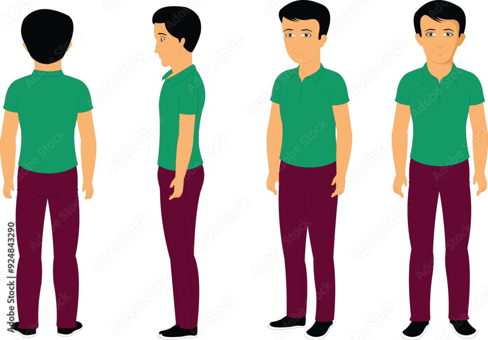 Boy Character Turnaround Model Sheet, Character Model sheet. Front ...