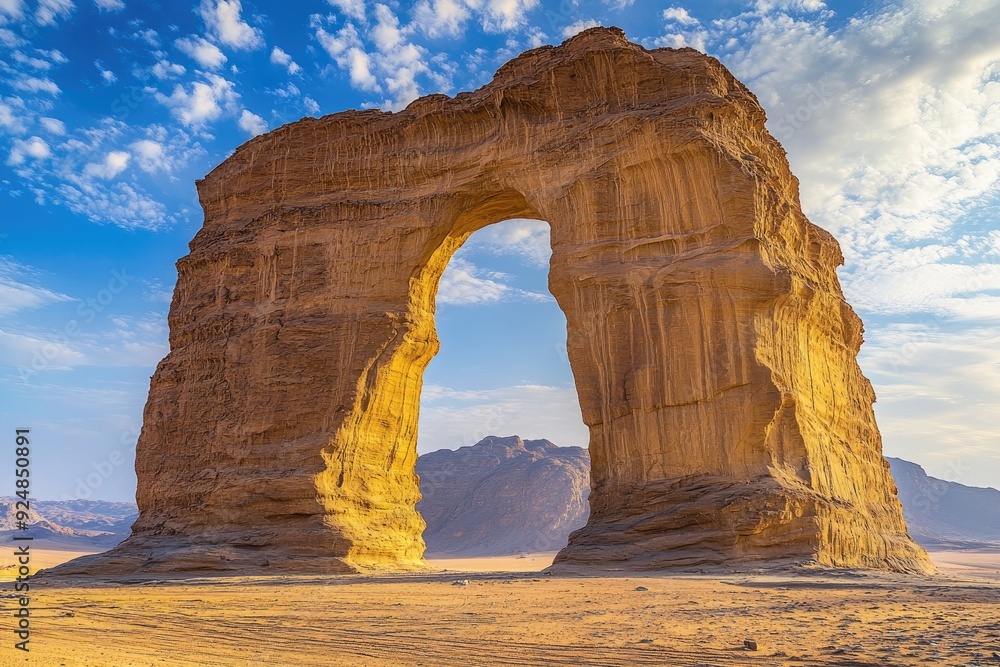 Al Ula's Olive Rock Arch at Sunset, Stunning Natural Beauty and ...