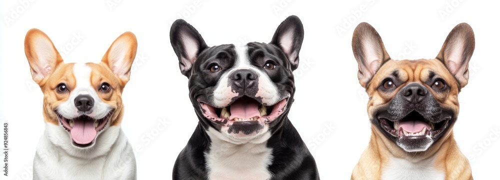 The three different breeds of dogs are in PNG format on a transparent ...