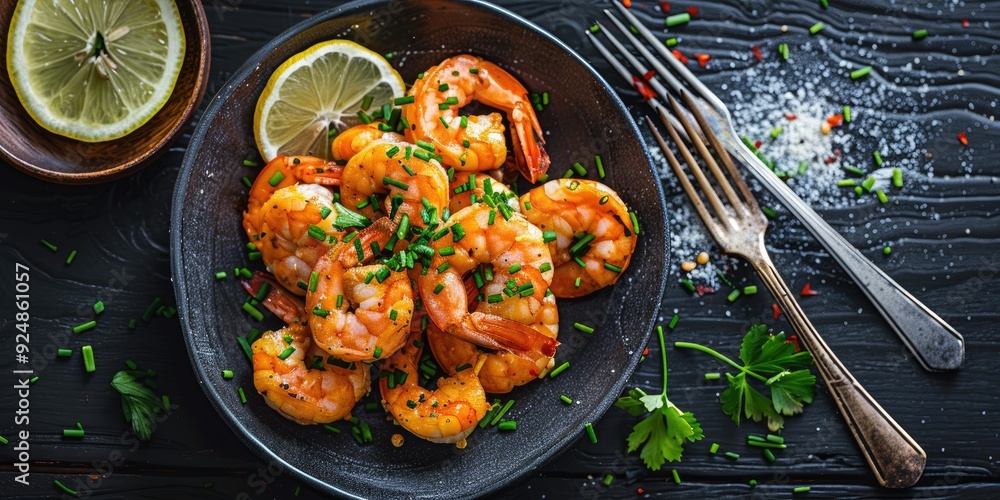 Easy Spanish garlic shrimp gambas al ajillo served with chives and ...