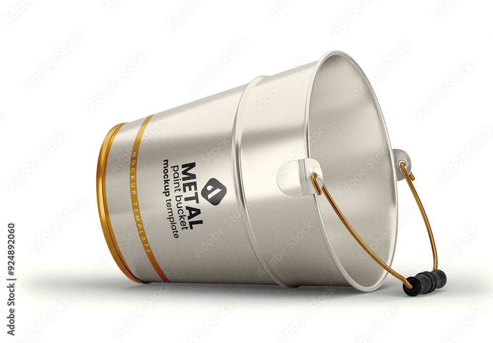 Tilted Metallic Bucket Mockup Stock Template | Adobe Stock