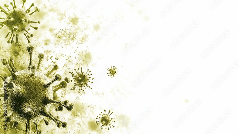 Germs on a bathroom doorknob, magnified view â€“ A close-up, highly ...