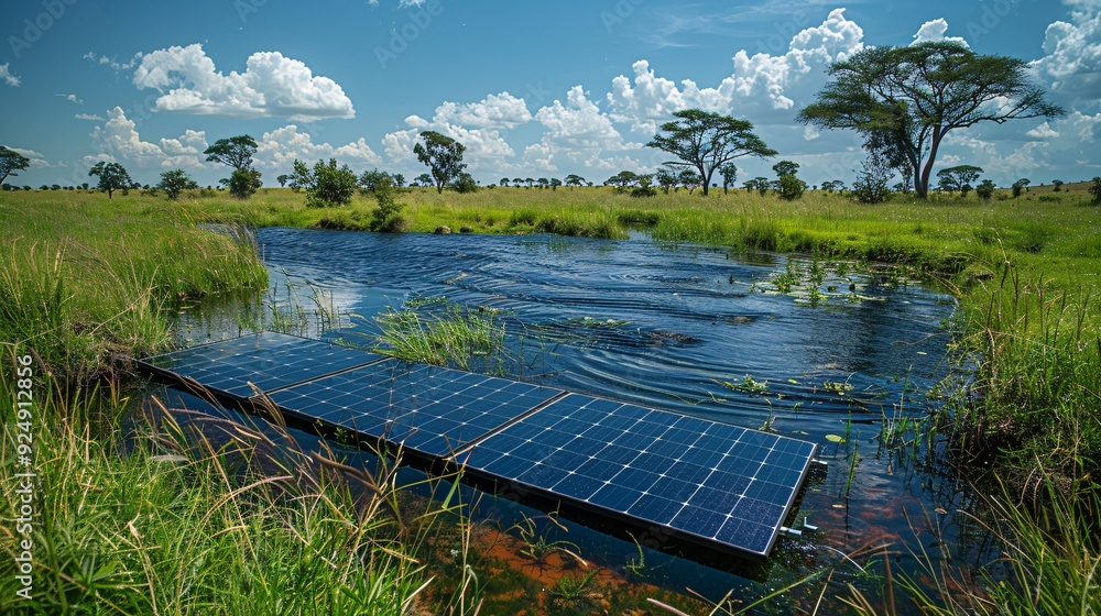 Solar Cells with a Water Reservoir: Solar cells installed around a ...