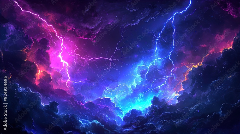 Vivid Lightning Symphony: A Stunning Poster for Sports Interiors ...