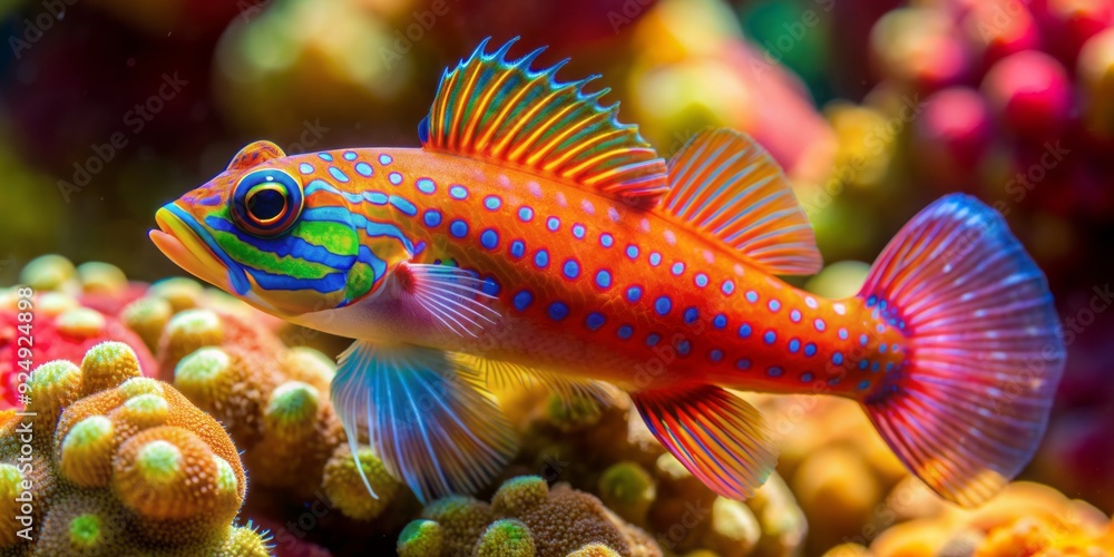 Vibrant dwarf gobies of the Eviota genus inhabit the coral reef ...
