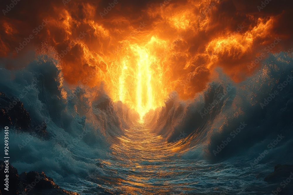 biblical epic powerful visualization of parting red sea massive walls ...