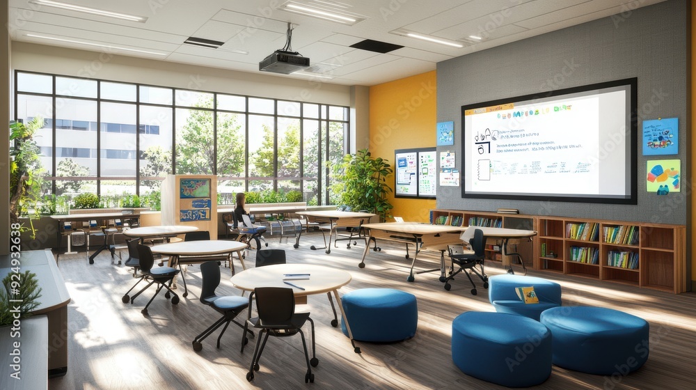 An innovative classroom setup with flexible seating arrangements ...