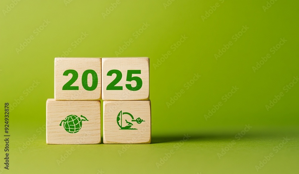 2025 growth business. wooden block with 2024 change to 2025, Set up ...
