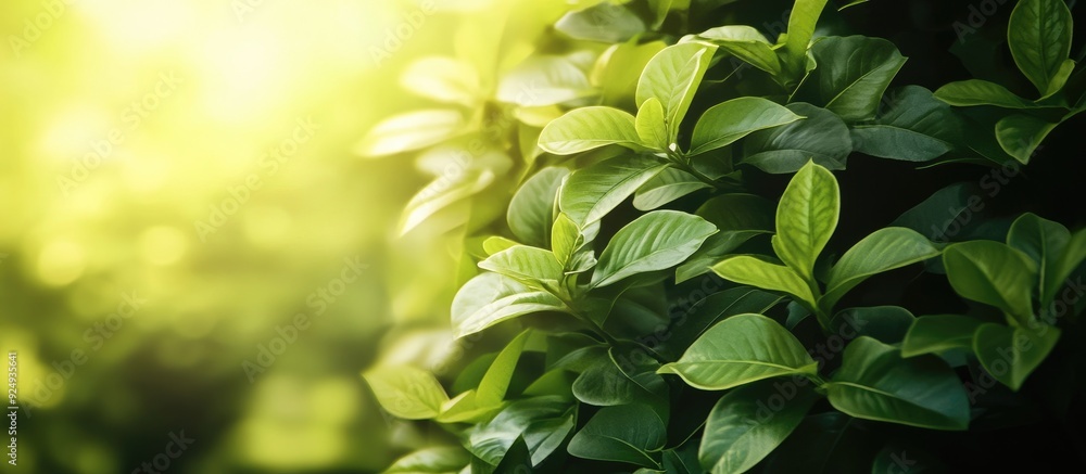 Natural perspective of green leaves set against a blurred green ...