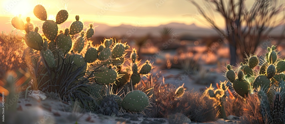 Cactus and the morning sun Watering the tree the idea of growth. with ...