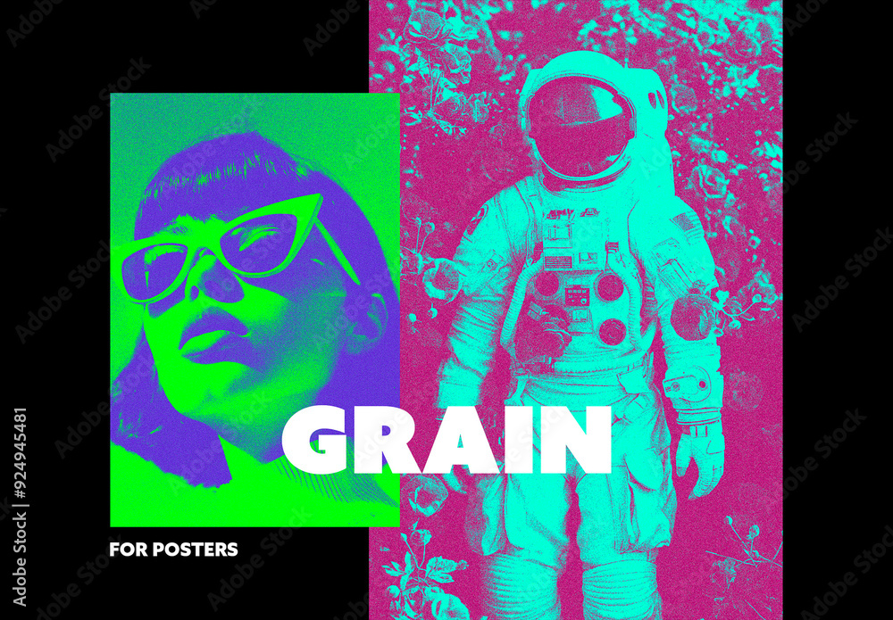 Color Grain Poster Photo Effect Mockup Stock Template | Adobe Stock