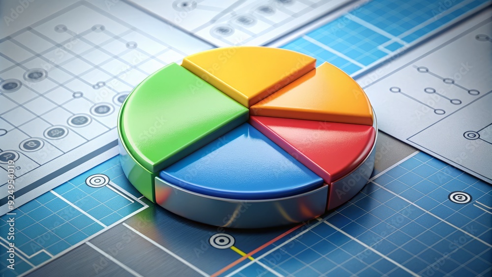 Colorful 3-component pie chart with labeled sections, percentages, and ...