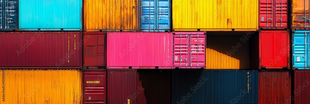 Colorful Shipping Containers Stacked High - Global Trade and Logistics ...